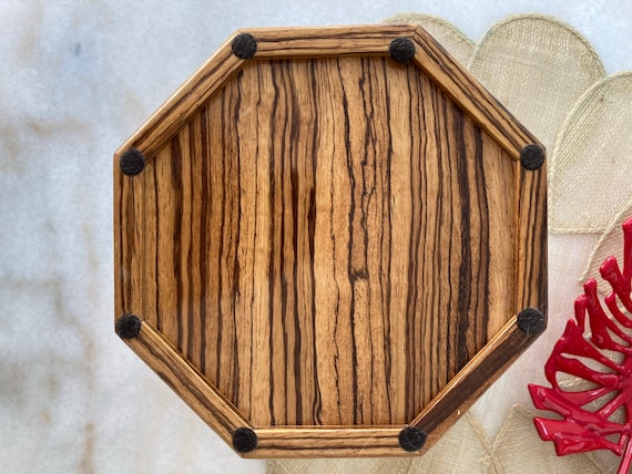 Vintage Handmade Wood Box - Zebrawood Jewelry Box - T… - Gem