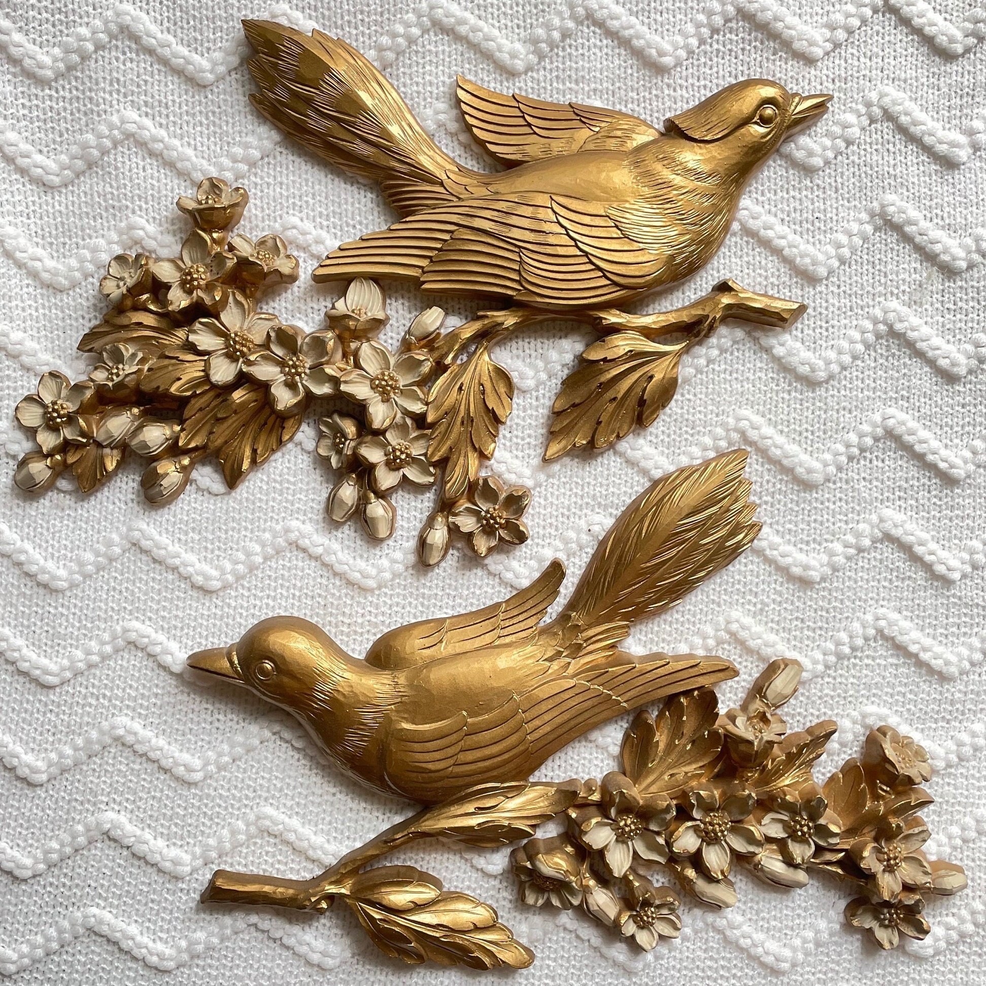 Vintage Set of 2 Gold Birds Wall Plaques by MCMLXVII 14 - Etsy