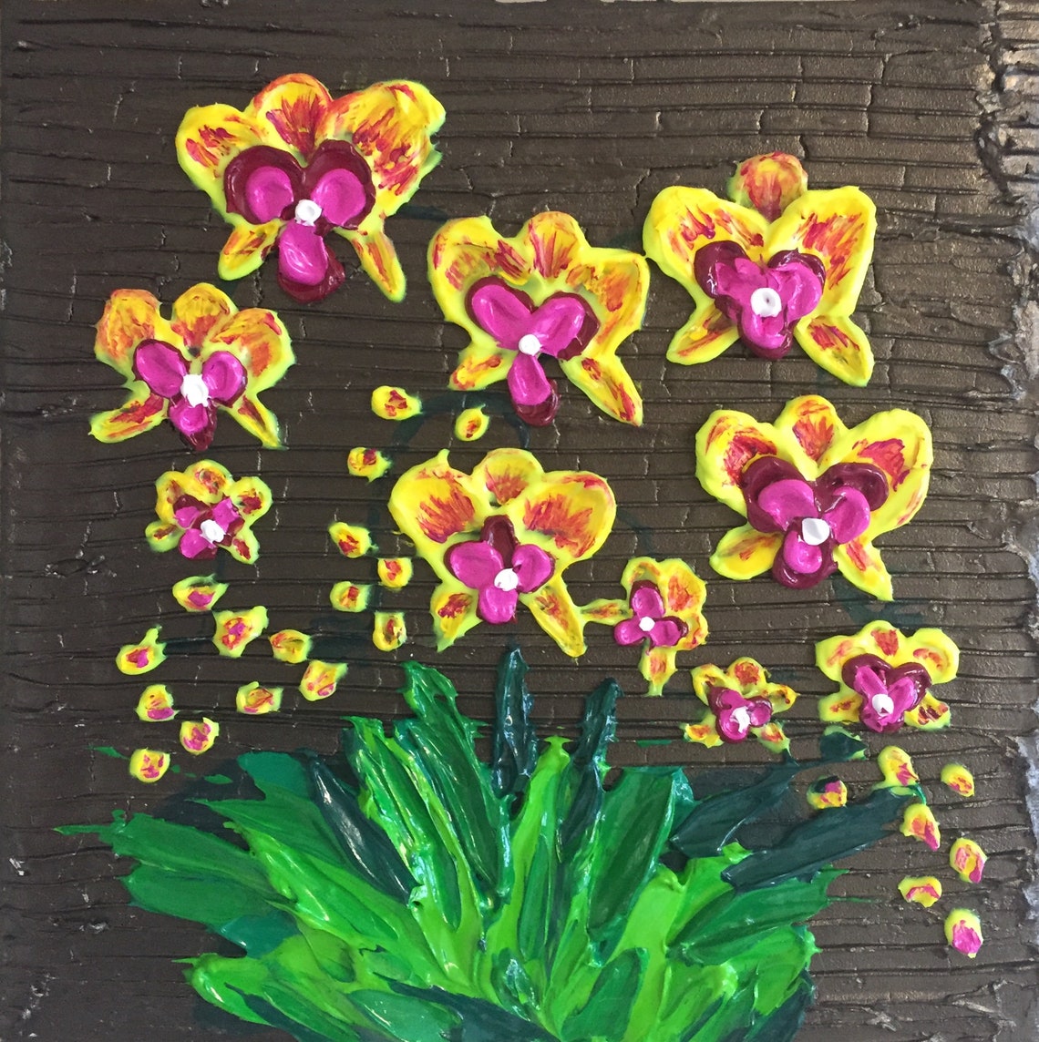 Acrylic Painting Orchids Impasto - Etsy UK