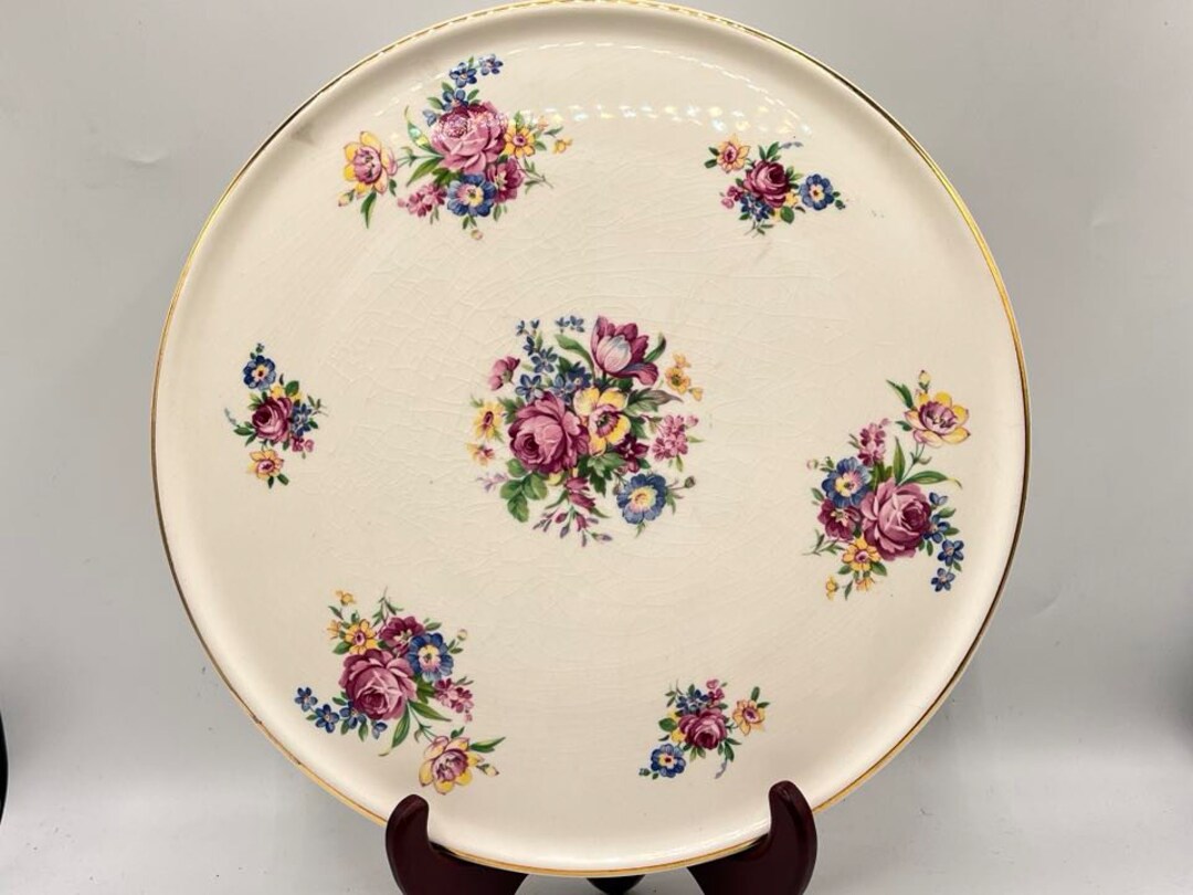 Vintage Royal Tudor Ware Cake Plate With Server: Hand-painted Floral ...