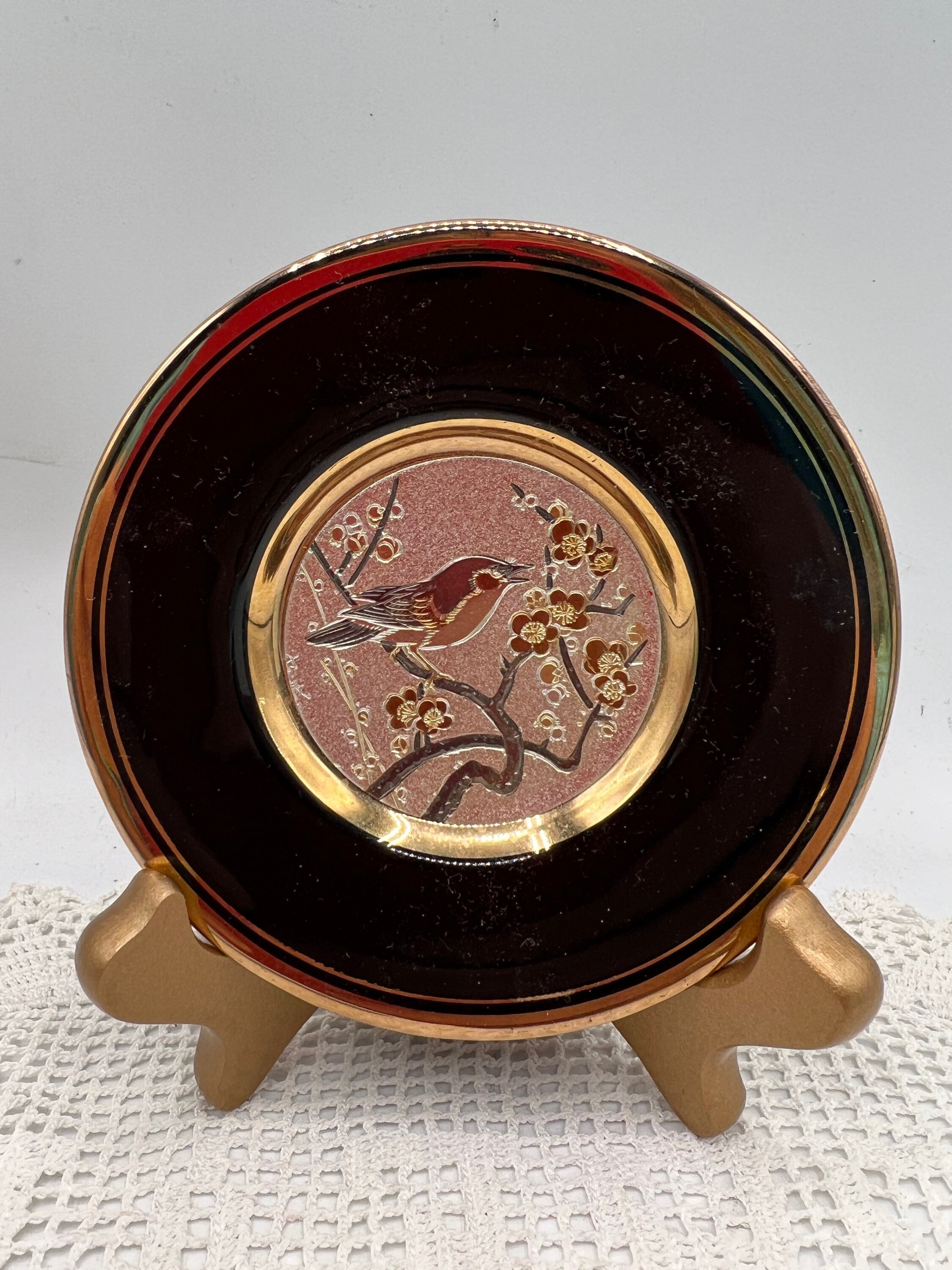 Vintage Chokin, Collection Plate, Black and Gold, 24K Gold Vintage Chokin, Collection Plate, Black and Gold, 24K Gold