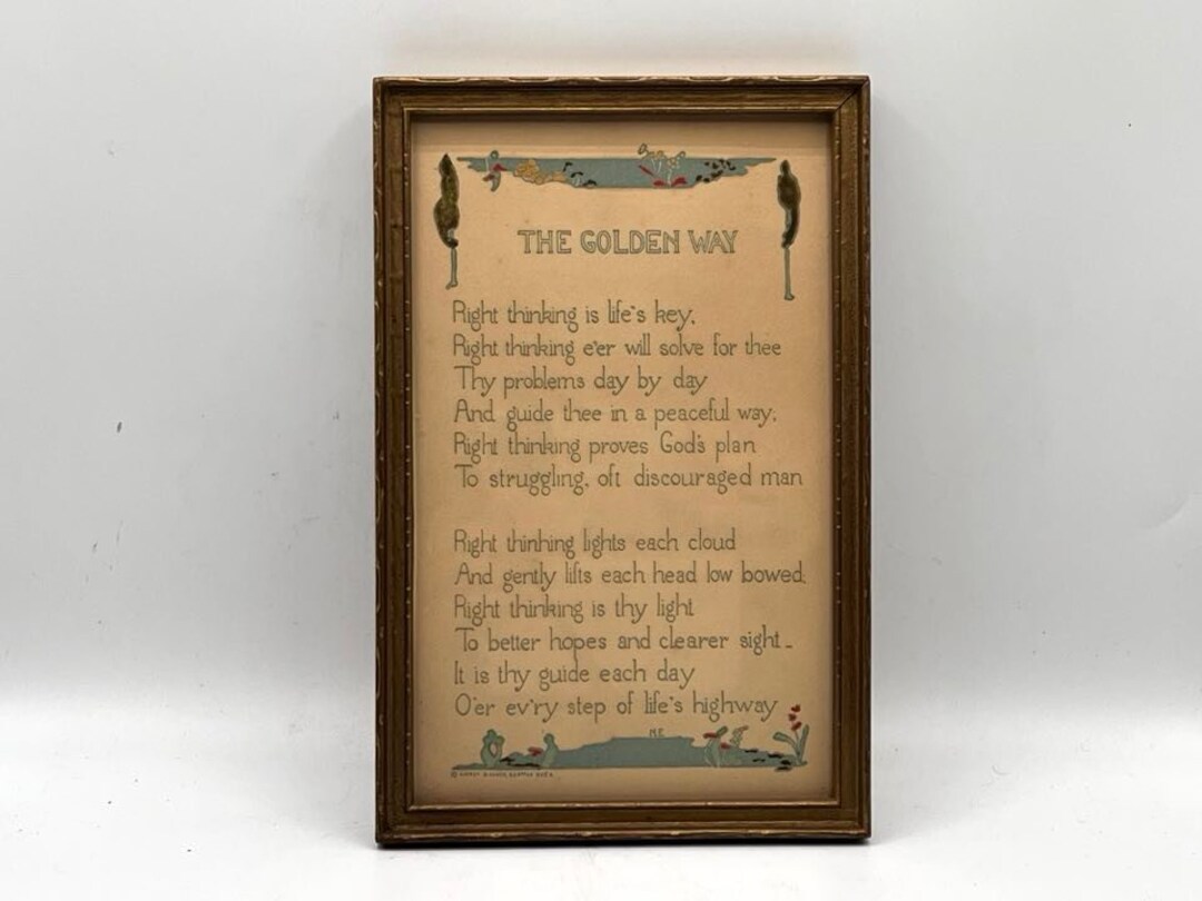 Vintage Wall Art, the GOLDEN Way Poem, Framed Poem, Wooden Frame ...