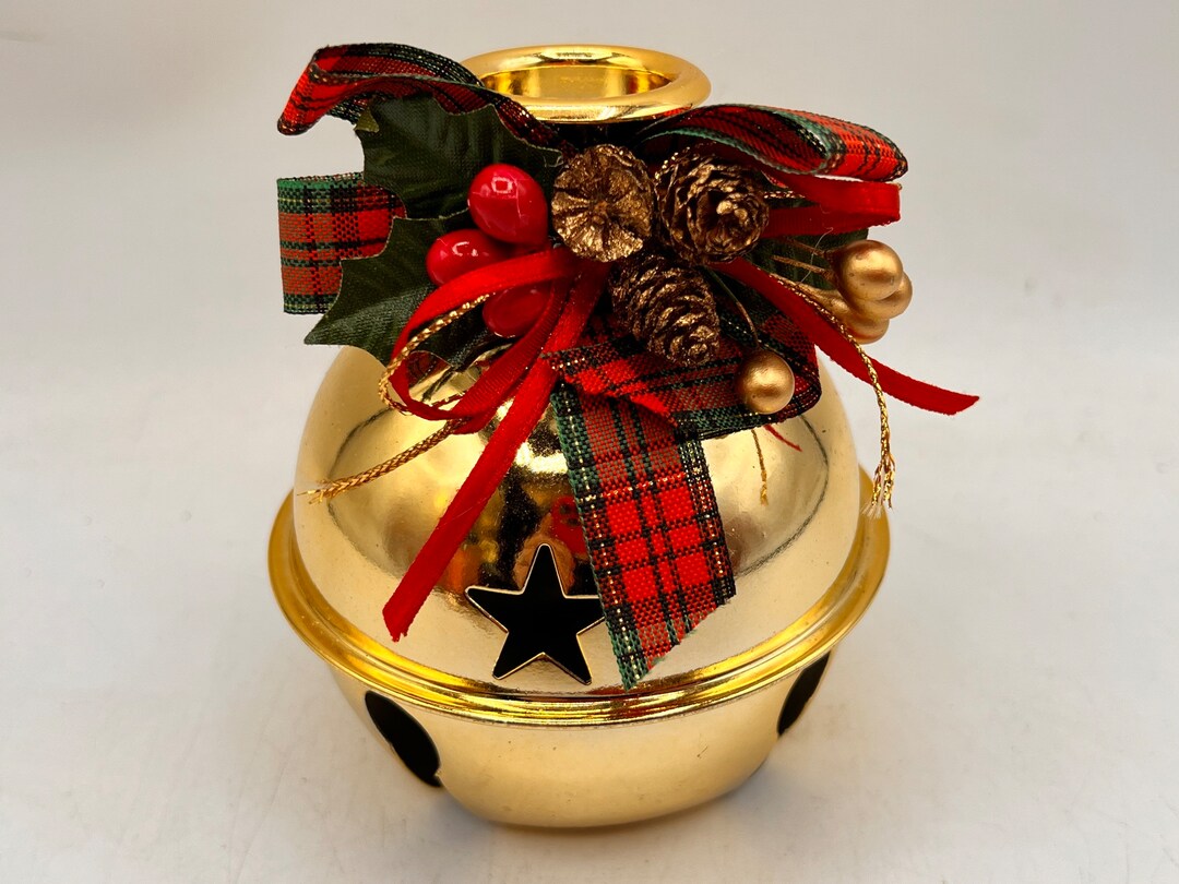 Vintage Candle Holder Bell, Large Metal Christmas Bell With Candle ...