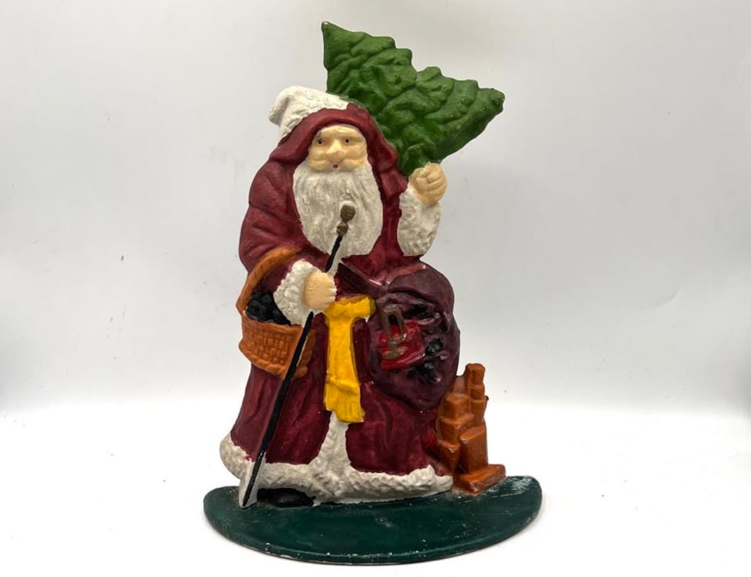 Vintage Cast Iron Santa Clause, Door Stopper, Christmas Decoration ...