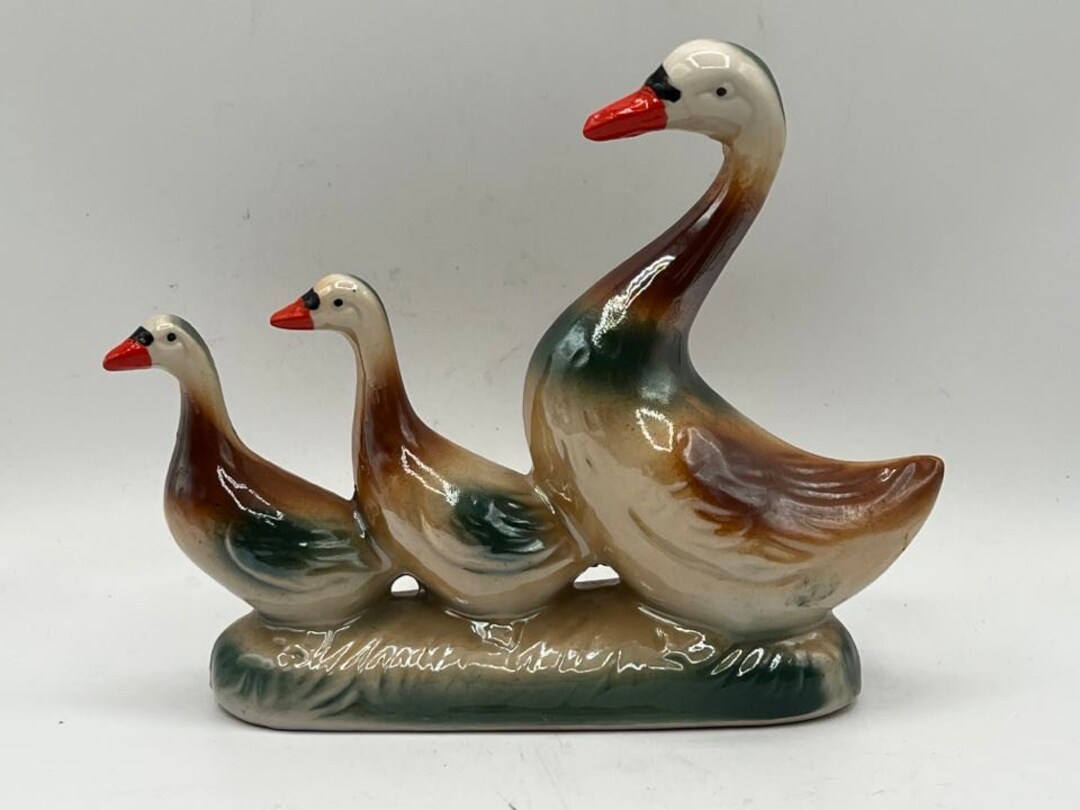 Vintage 3 Ducks in a Row, Mother Goose & Babies, Glazed Porcelain ...