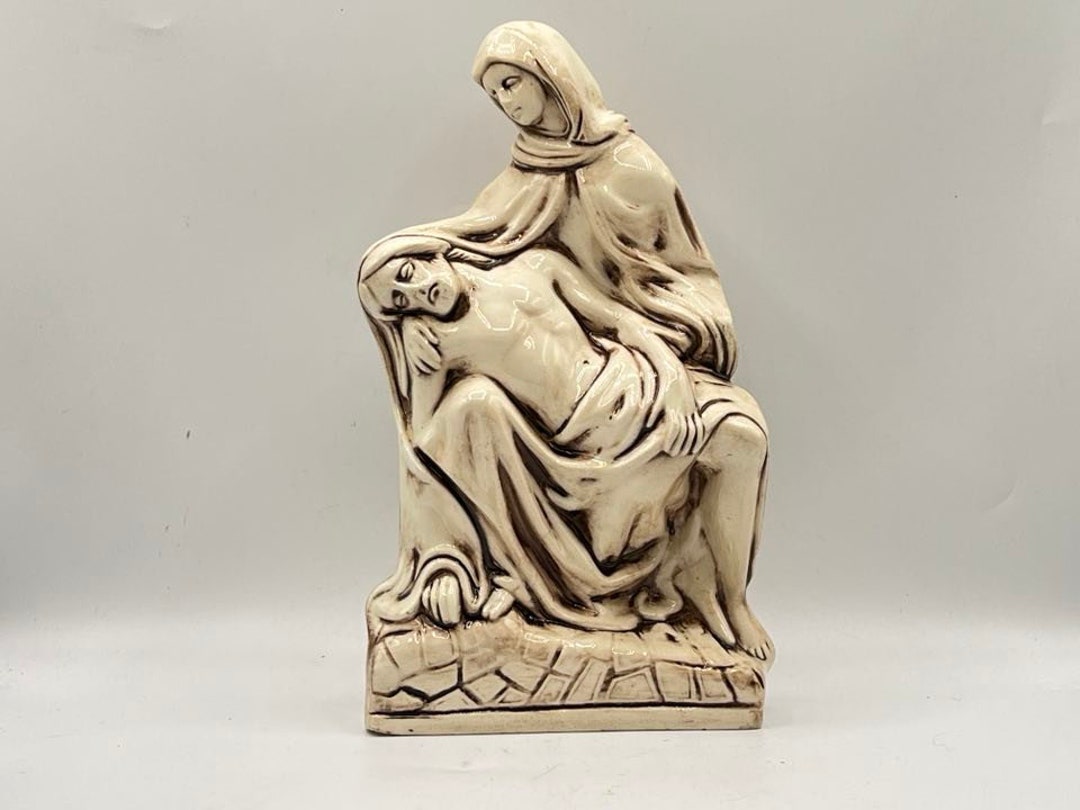 Vintage Catholic Figurine, Ceramic Pieta Style Sculpture, Mary Carrying ...