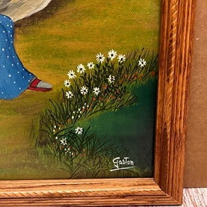 Vintage Geisha Girl Painting on Board, Wooden Frame, Signed Gaston ...