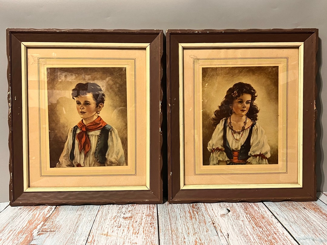 Vintage Framed Gypsy Children Prints by Anne Allaben, Chico & Elena ...