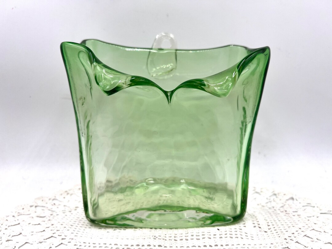 Vintage Green Glass Wall Pocket Hand Blown Glass Sqare Glass - Etsy