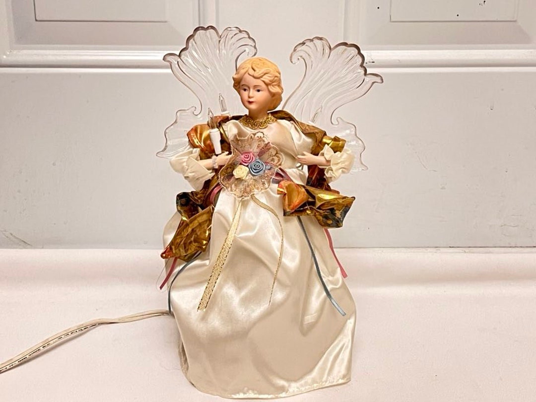 Vintage Animated Angel Tree Topper, ARMS WING HEAD Move, Porcelain ...