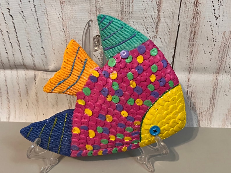 Fish Plaques Wall Art Sparkling Fish Beach Art Nautical - Etsy