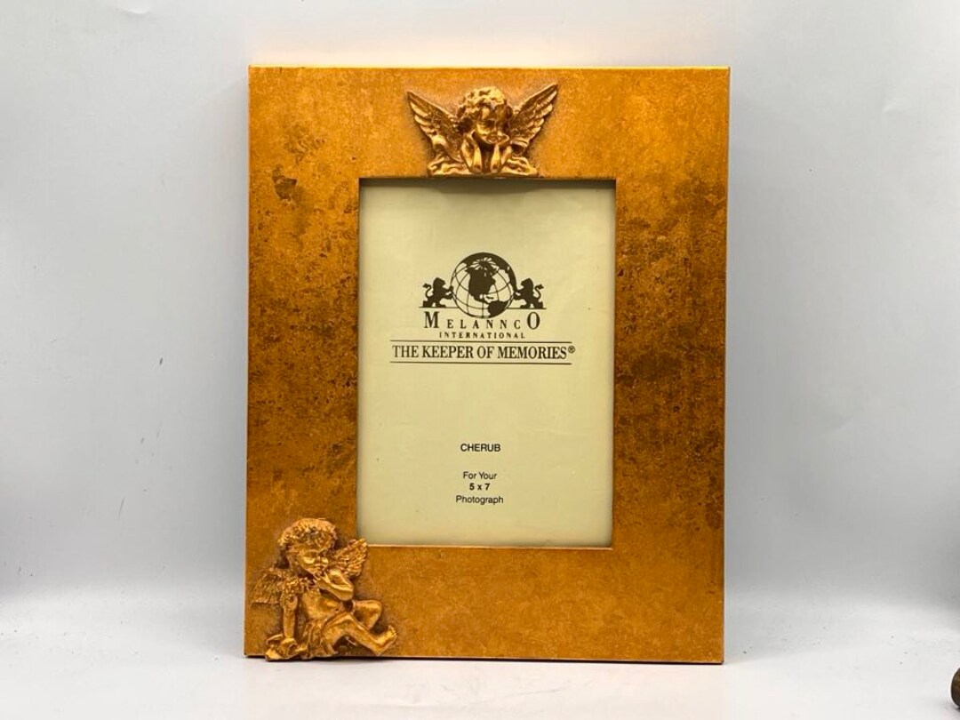 Vintage 3D Cherub Picture Frame, Gold Gilded Finish, Photograph Holder ...