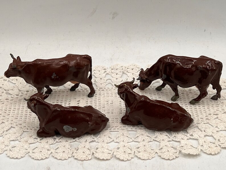 Antique Die Cast Farm Animals FARMHOUSE ANIMAL TOYS Cows - Etsy
