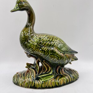 Vintage Ceramic Goose, Porcelain Statue, Bird Sculpture, Fall Decor ...