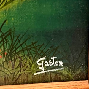 Vintage Geisha Girl Painting on Board, Wooden Frame, Signed Gaston ...