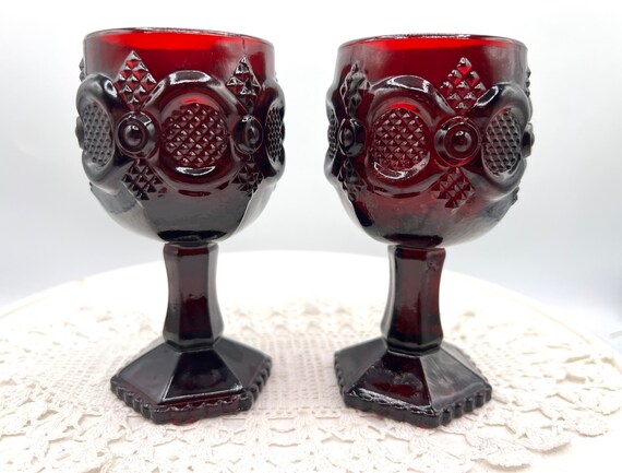 Avon Cape Cod Ruby Red Glass Goblets Set of 2 Small Goblets - Etsy