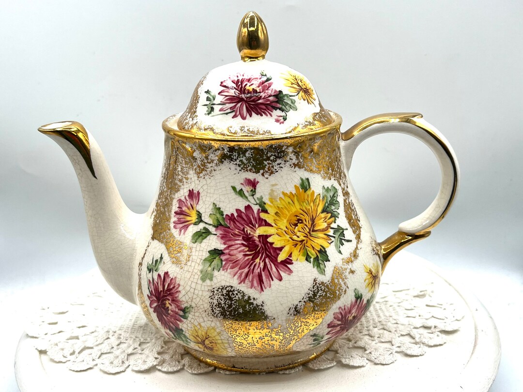 RARE Arthur Woods Crackle Glazed Teapot, Porcelain Made in England ...