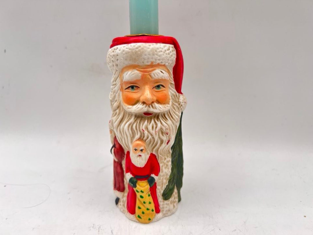 Vintage Ceramic Santa Candle Holder, Hand Painted, Santas From Around ...