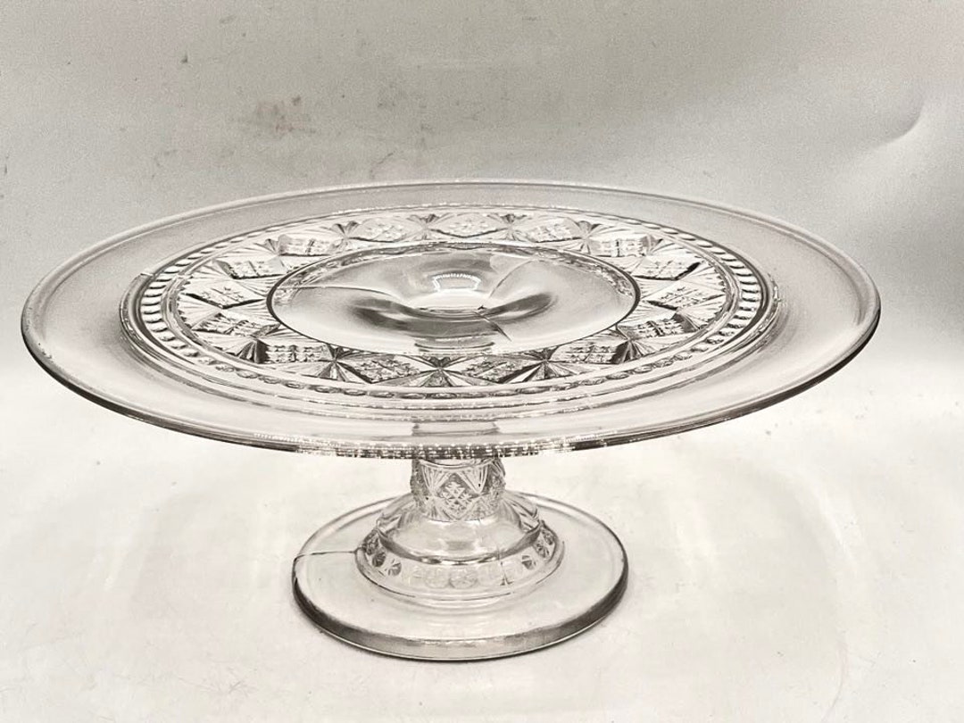 Vintage Diamond Pattern Depression Glass Cake Stand - Etsy