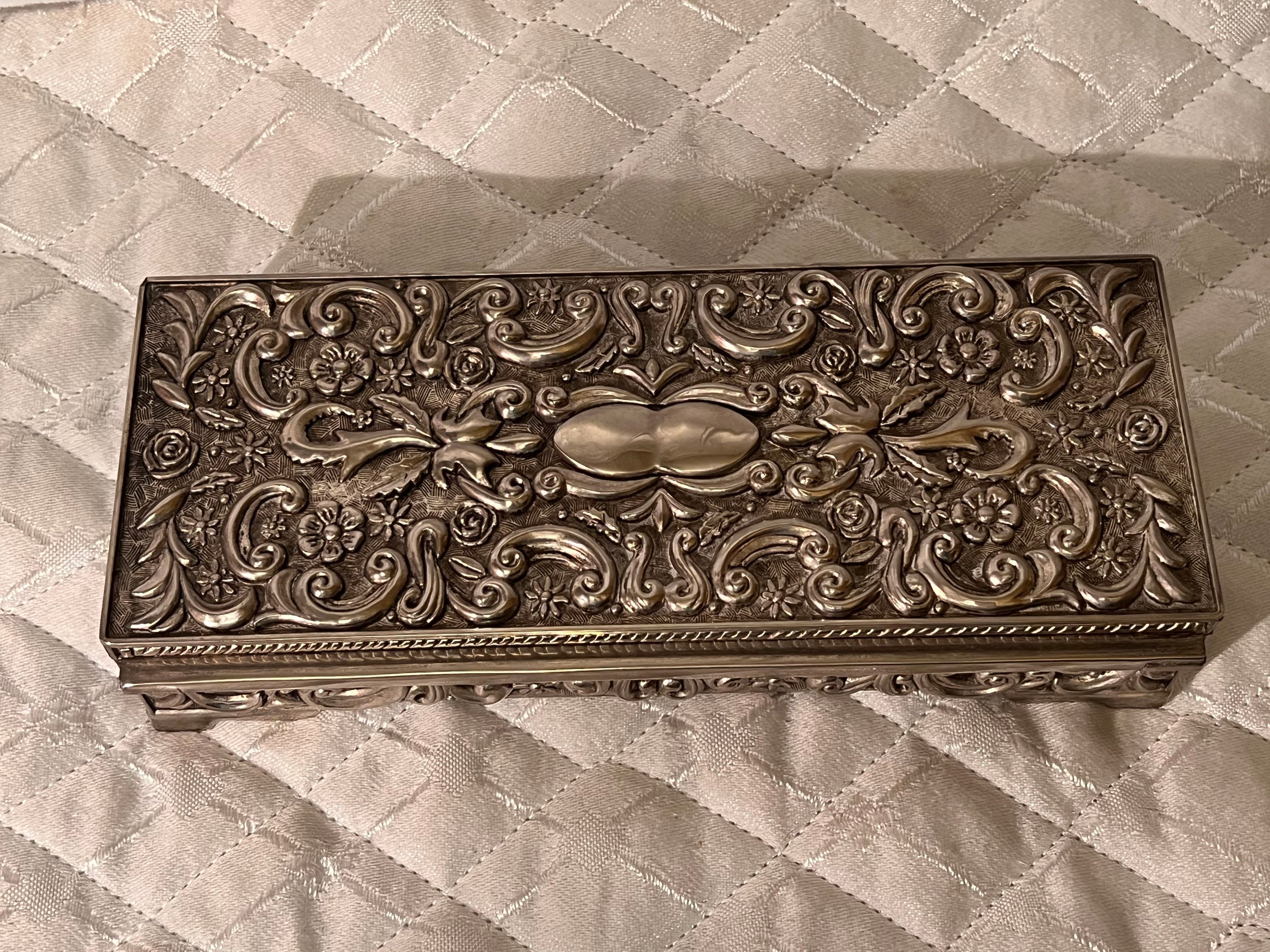 Vintage 1992 Godinger Silver Jewelry Box Gray Velvet - Etsy
