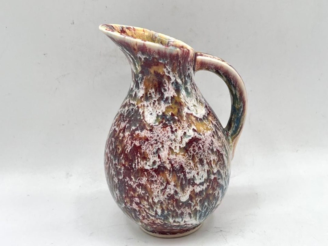 Vintage Ceramic Pitcher, Colorful Finish, Single Handle, Hand Made ...