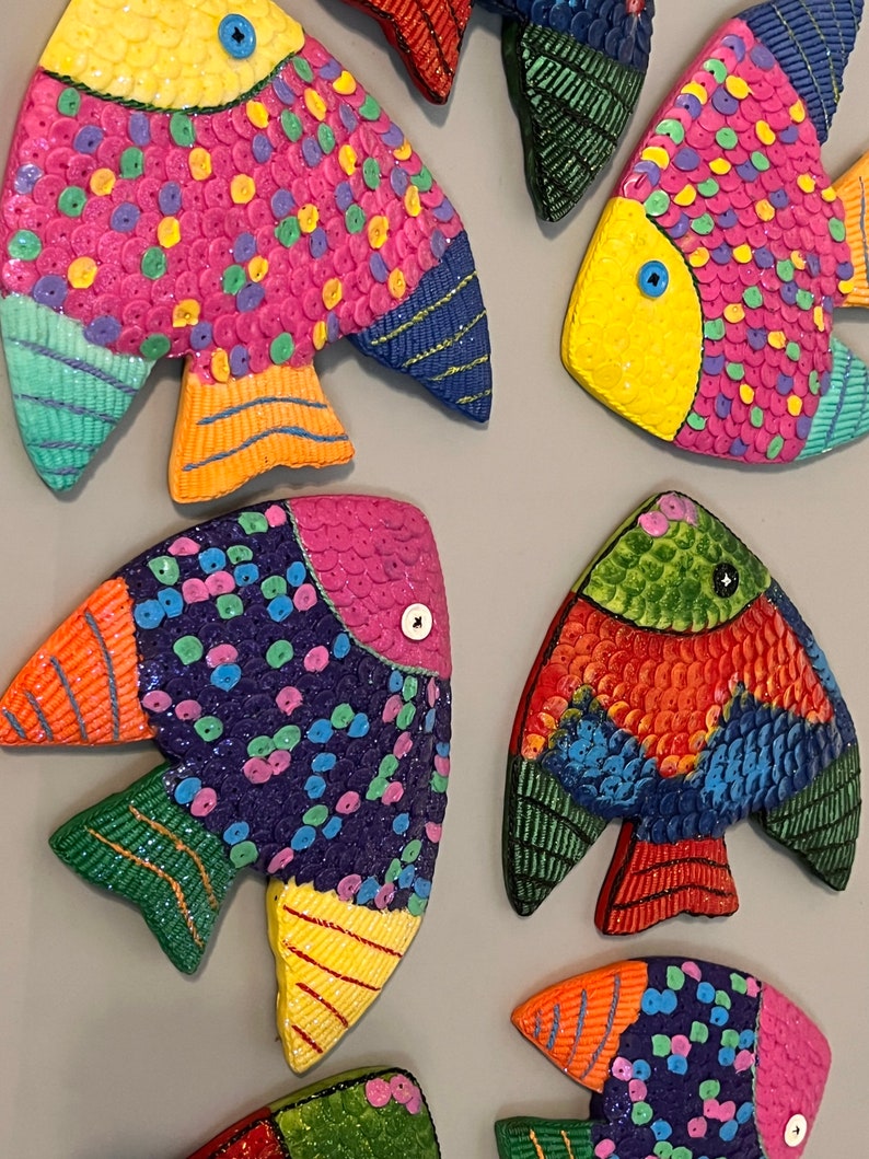 Fish Plaques Wall Art Sparkling Fish Beach Art Nautical - Etsy