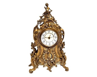 Rococo Style Brass Mantel Clock, Ornate Vintage French Table Clock ...