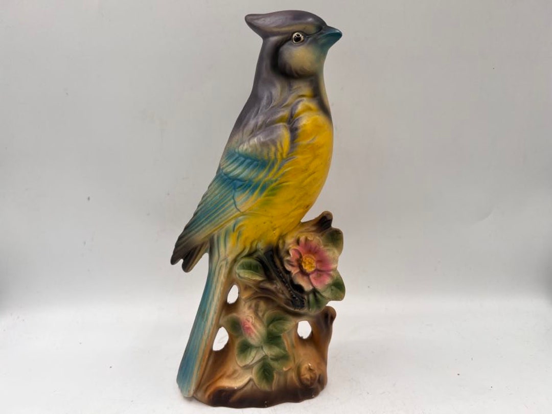 Vintage Ceramic Parrot Statue: Colorful Hand-painted Bird Sculpture ...