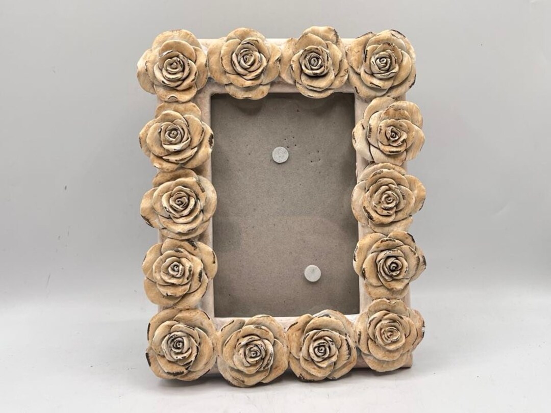 Vtg Picture Frame With Roses, Antique Finish, 6 X 4 Family Photo Frame ...