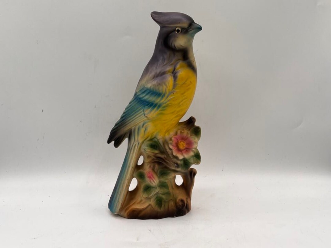 Vintage Parrot on Branch, Ceramic Parrot, Parrot Statue, Colorful ...