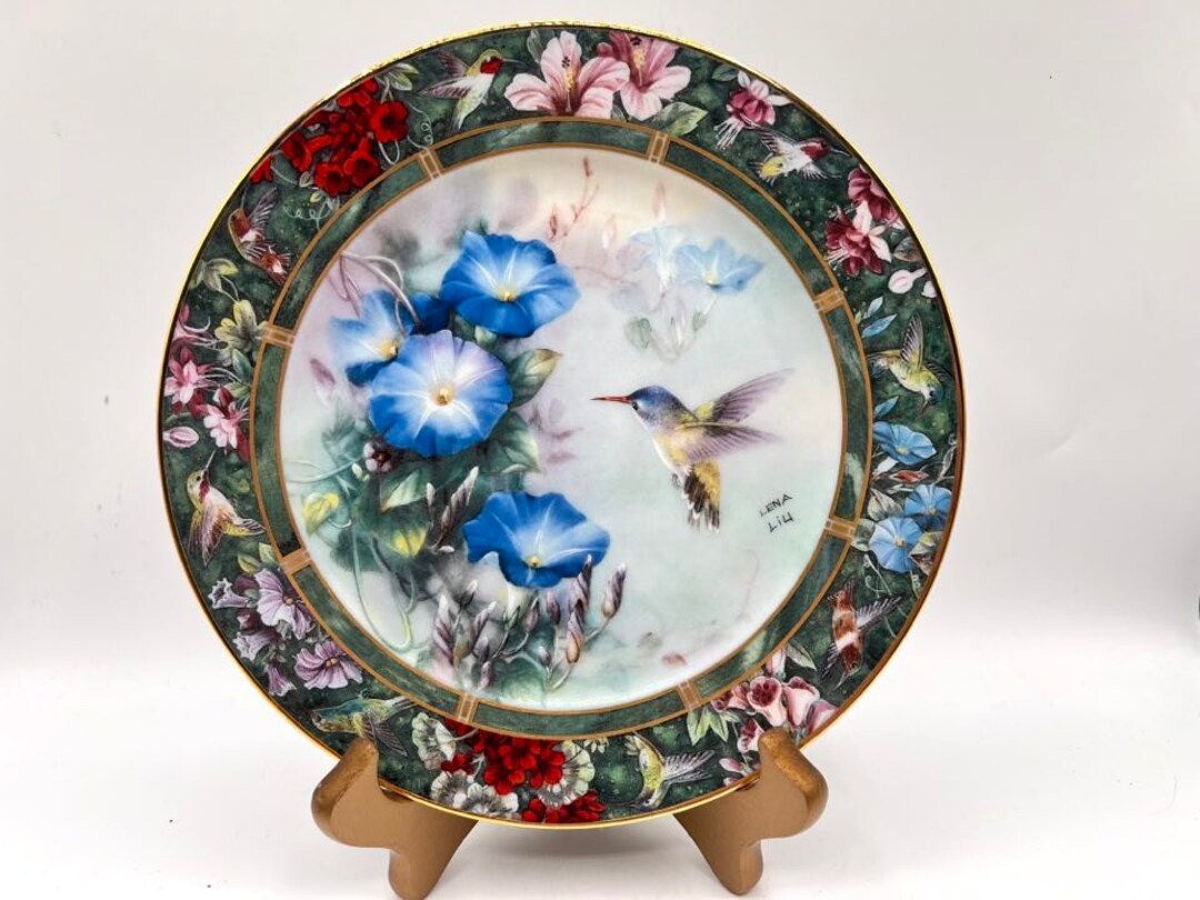 Vintage Lena Liu Plate, Plate 4491B, the Violet Crowned Hummingbird ...
