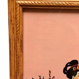 Vintage Geisha Girl Painting on Board, Wooden Frame, Signed Gaston ...