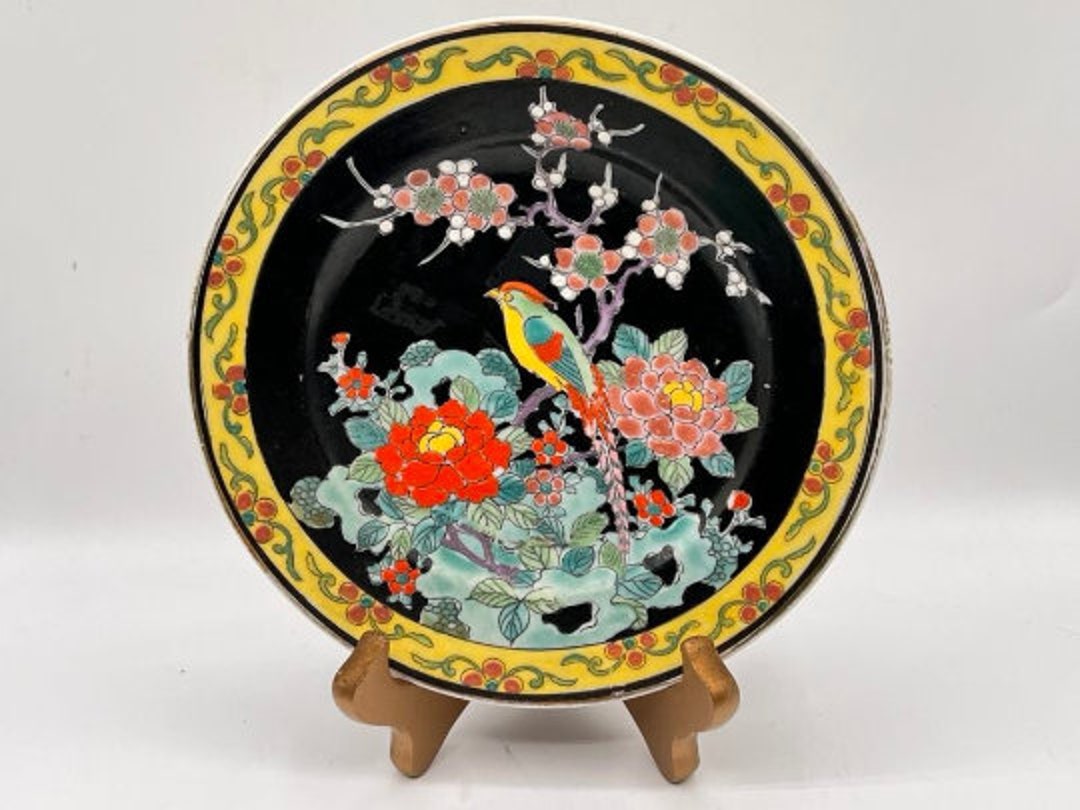 Vintage Decorative Plate, Japanese Yamatoku Style, Hand Painted ...