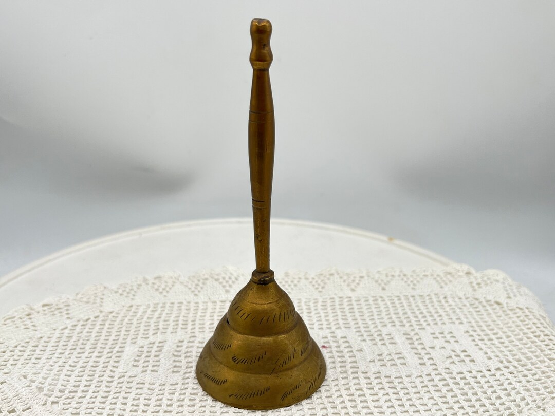 Vintage Brass Bell, Dinner Bell, Hand Engraved, Tea Bell, Collectible ...