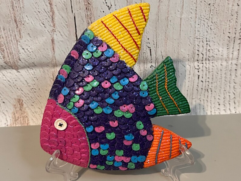 Fish Plaques Wall Art Sparkling Fish Beach Art Nautical - Etsy