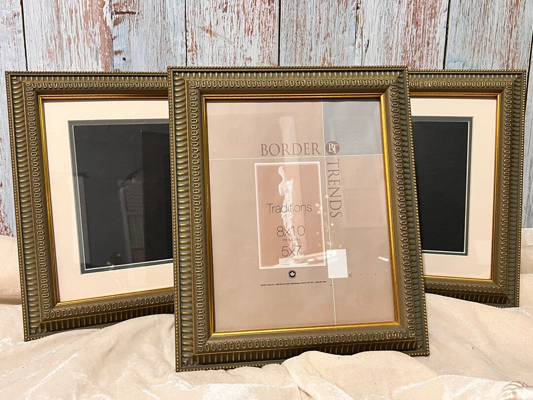 Patina Picture Frames, Vintage Set of 3, Green Patina & Gold, 8"x10 ...