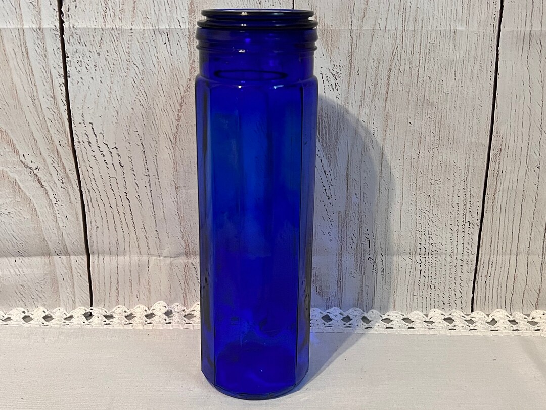 Vintage Cobalt Blue Glass Jar With Lid, 13” CANISTER, Storage Container ...