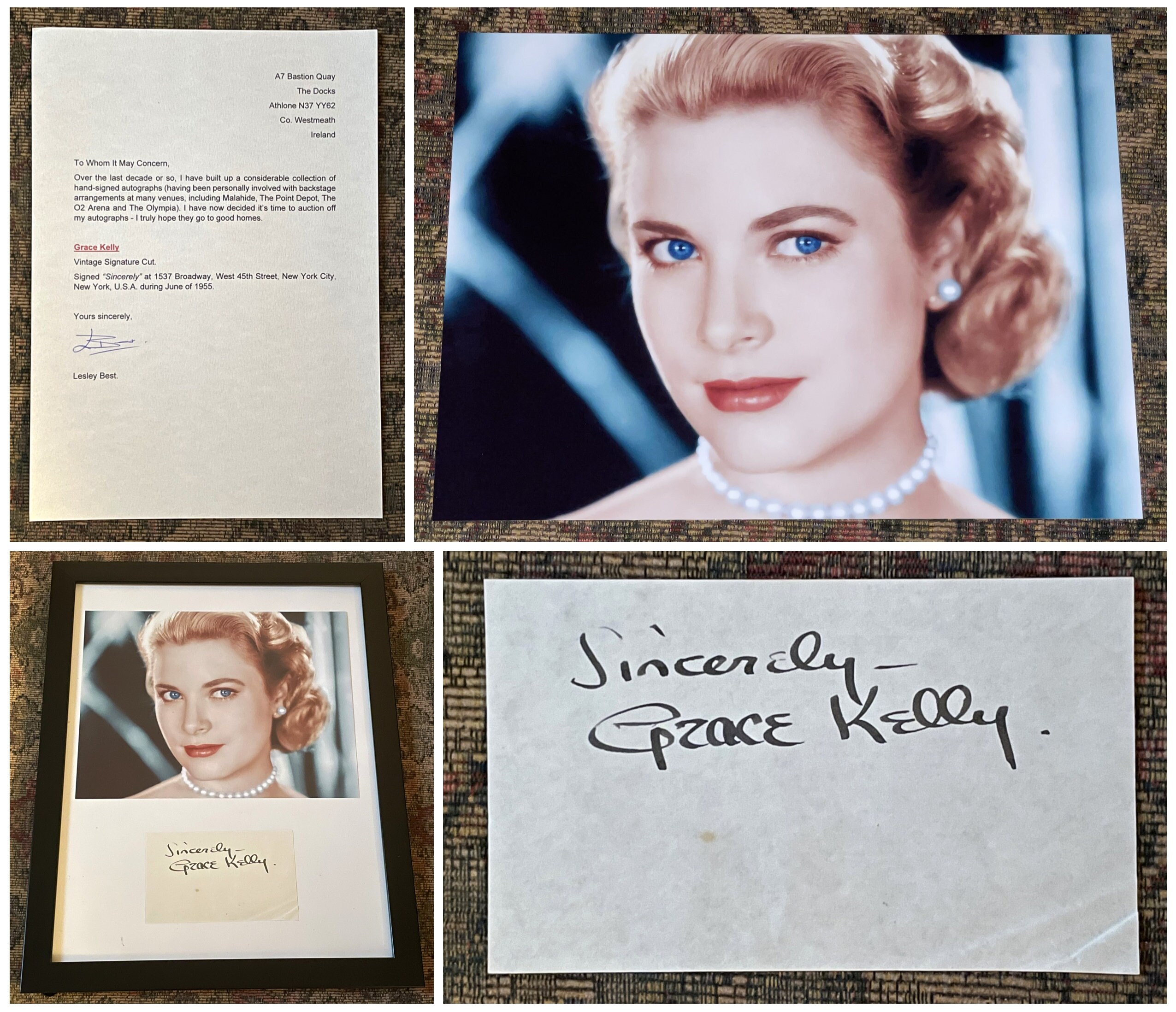 GRACE KELLY Beautifully Framed Display Featuring Her Hand SIGNED ...