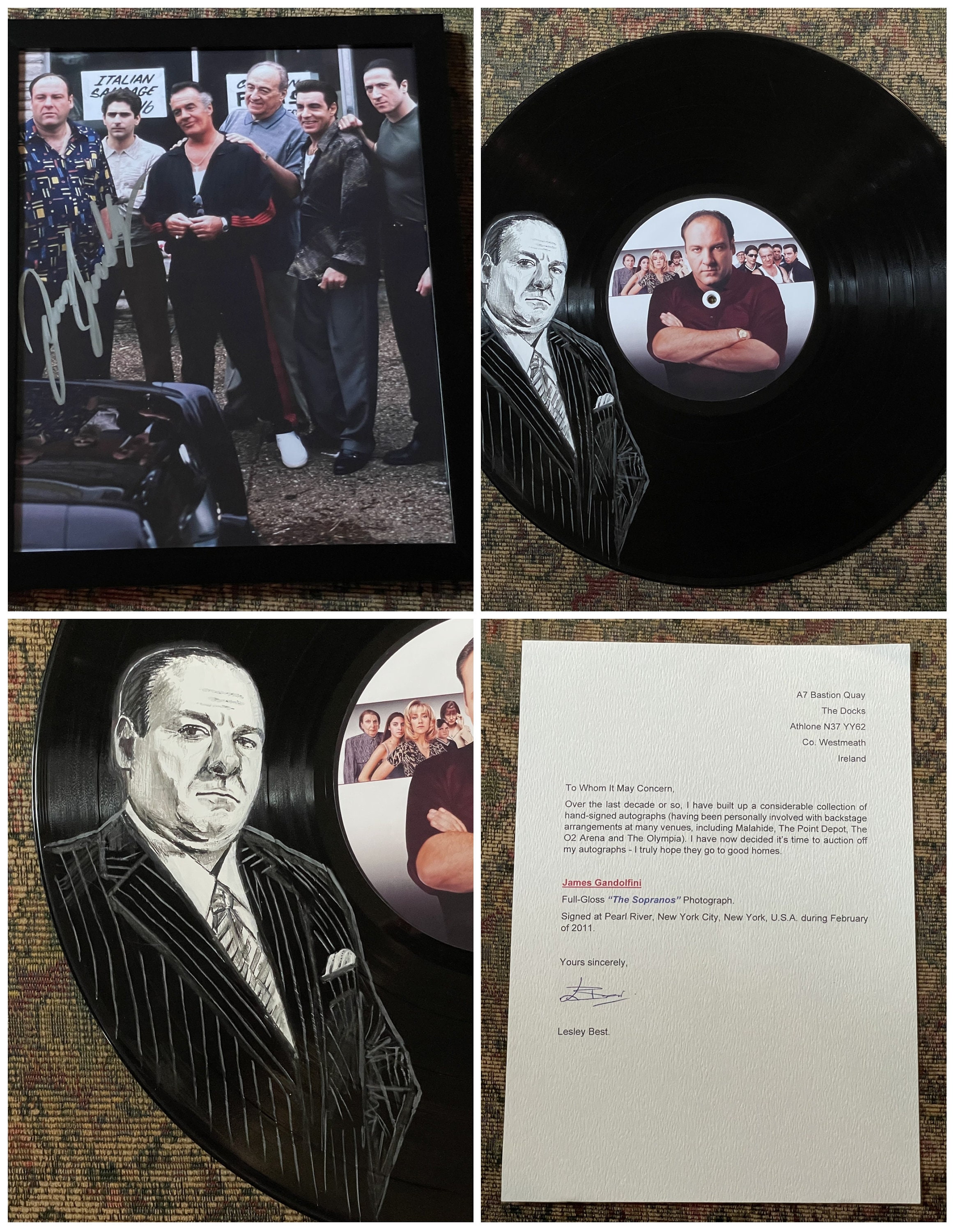 The Sopranos *james Gandolfini Framed Signed Color Photo Plus *hand ...