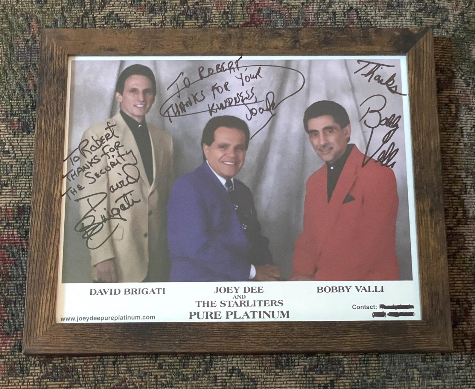 Signed Photo Joey Dee (of the Starliters), Frankie Valli's Brother ...