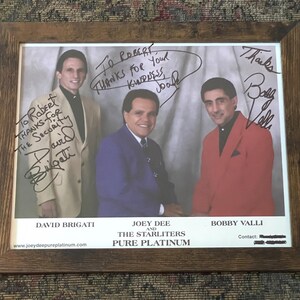 Signed Photo Joey Dee (of the Starliters), Frankie Valli's Brother ...