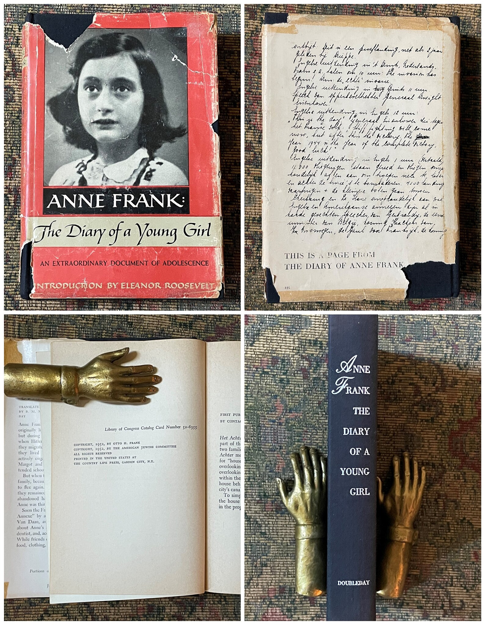 Anne Frank, Diary of A Young Girl, First Edition, Second Printing, 1952 ...