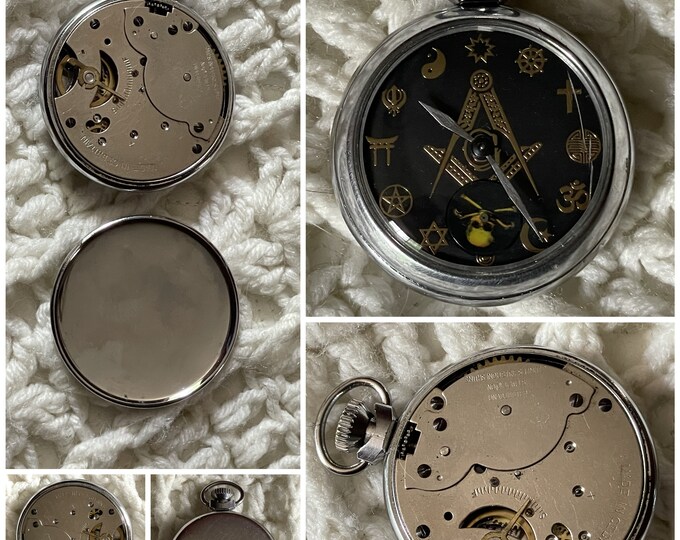 Super Rare, Vintage Masonic Automaton Wind up Pocket Watch With ...