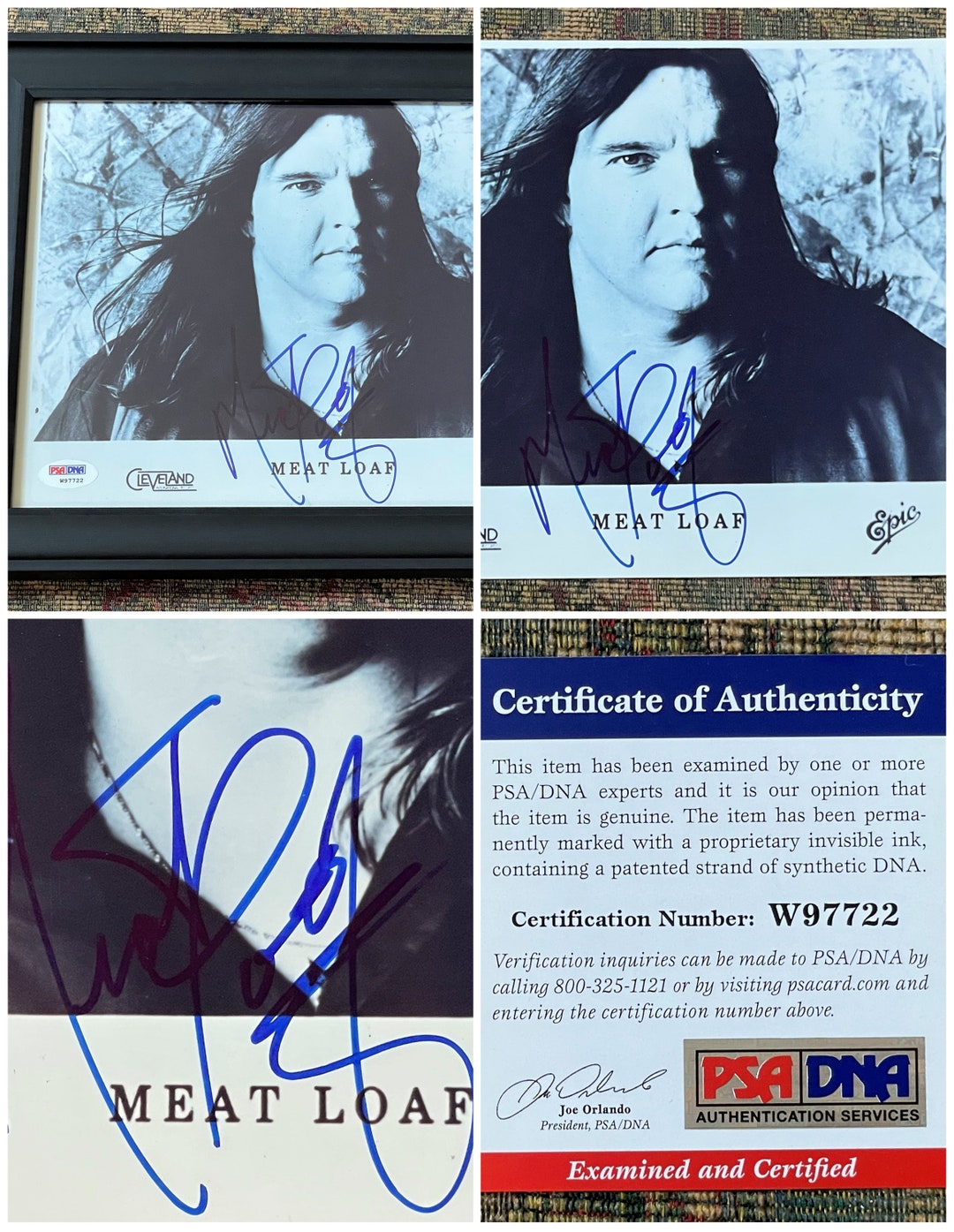 Rare, Signed, Framed, Rock Singer, Meat Loaf, Very Cool 8x10 Photo ...