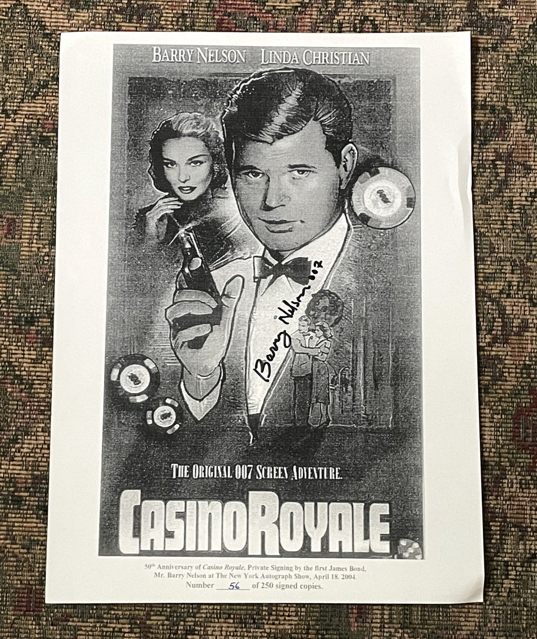 Rare Barry Nelson, the 1st James Bond, Signed, Numbered, #56/250 Signed ...