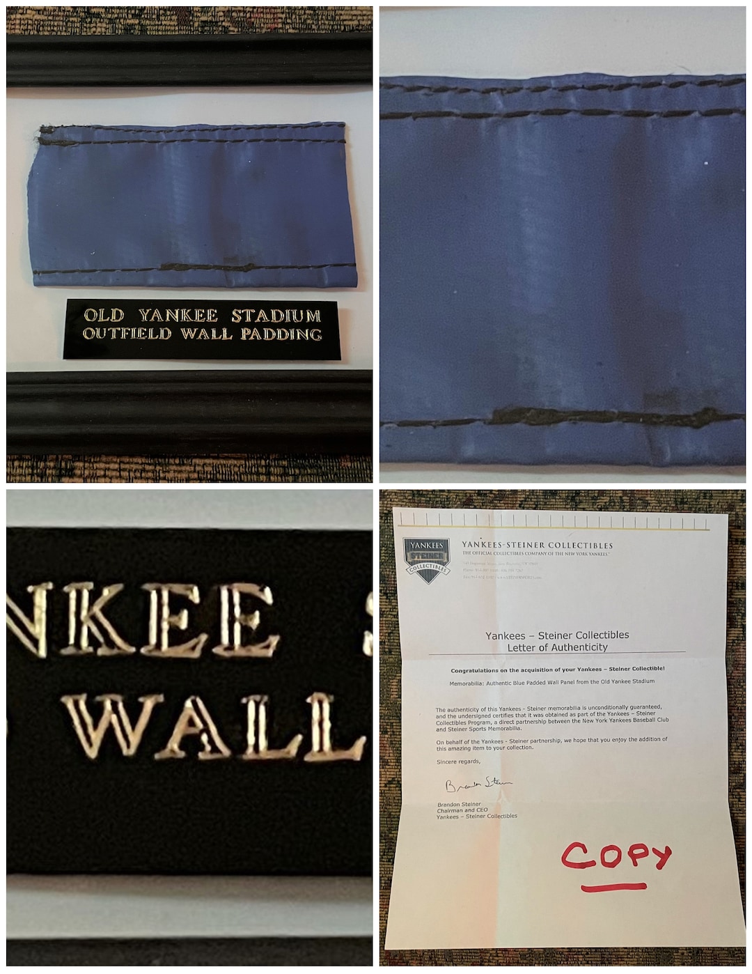 Own A Piece of "old Yankee Stadium," Outfield Wall Padding, Framed ...