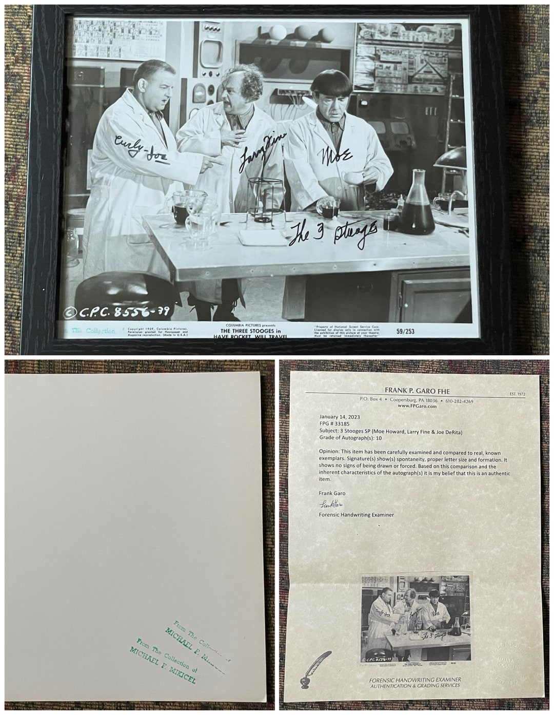 Signed by All 3 Three Stooges Moe Howard, Larry Fine and Curley-joe ...
