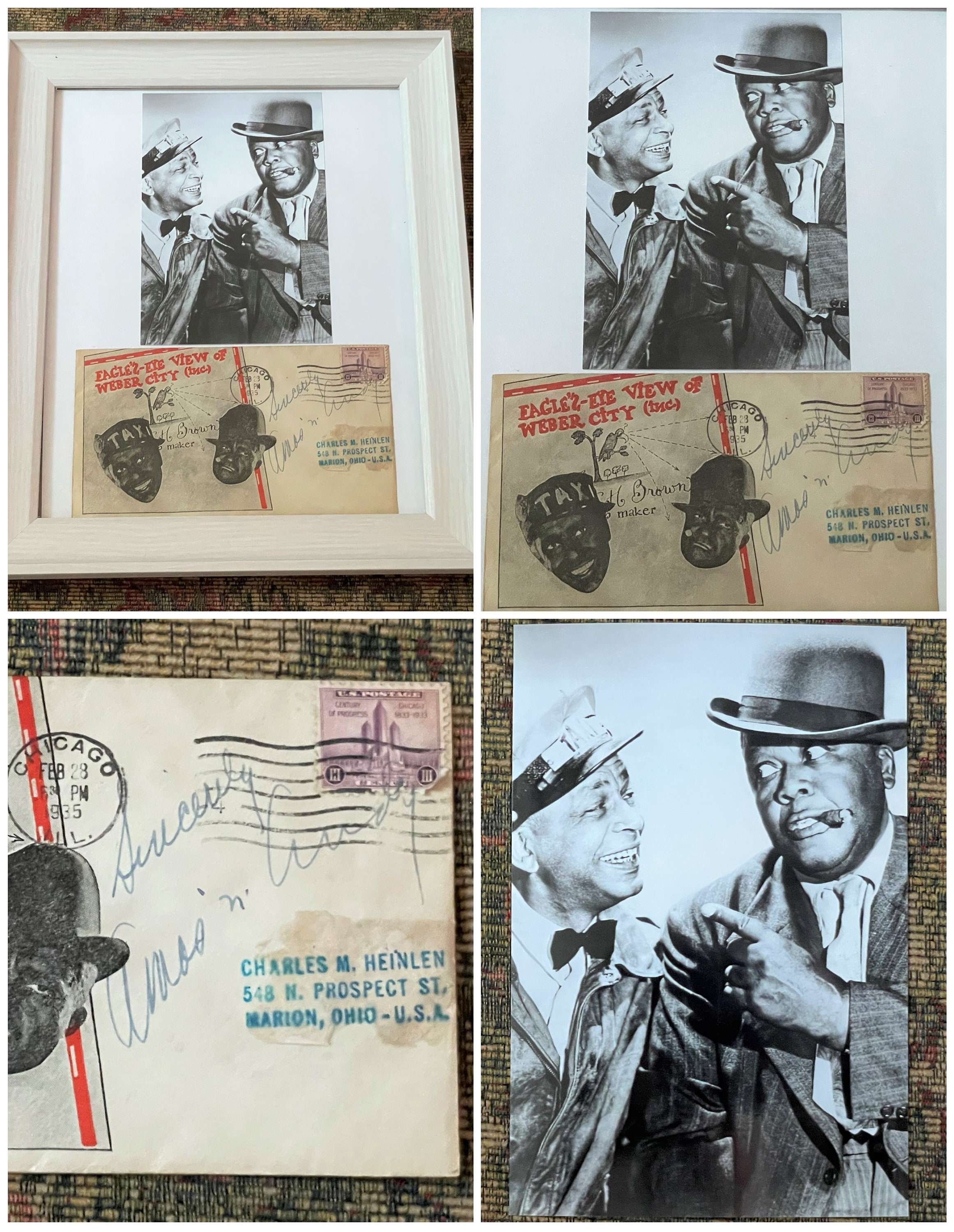 Rare, Vintage, Framed Display of AMOS and ANDY, Radio & TV Stars ...