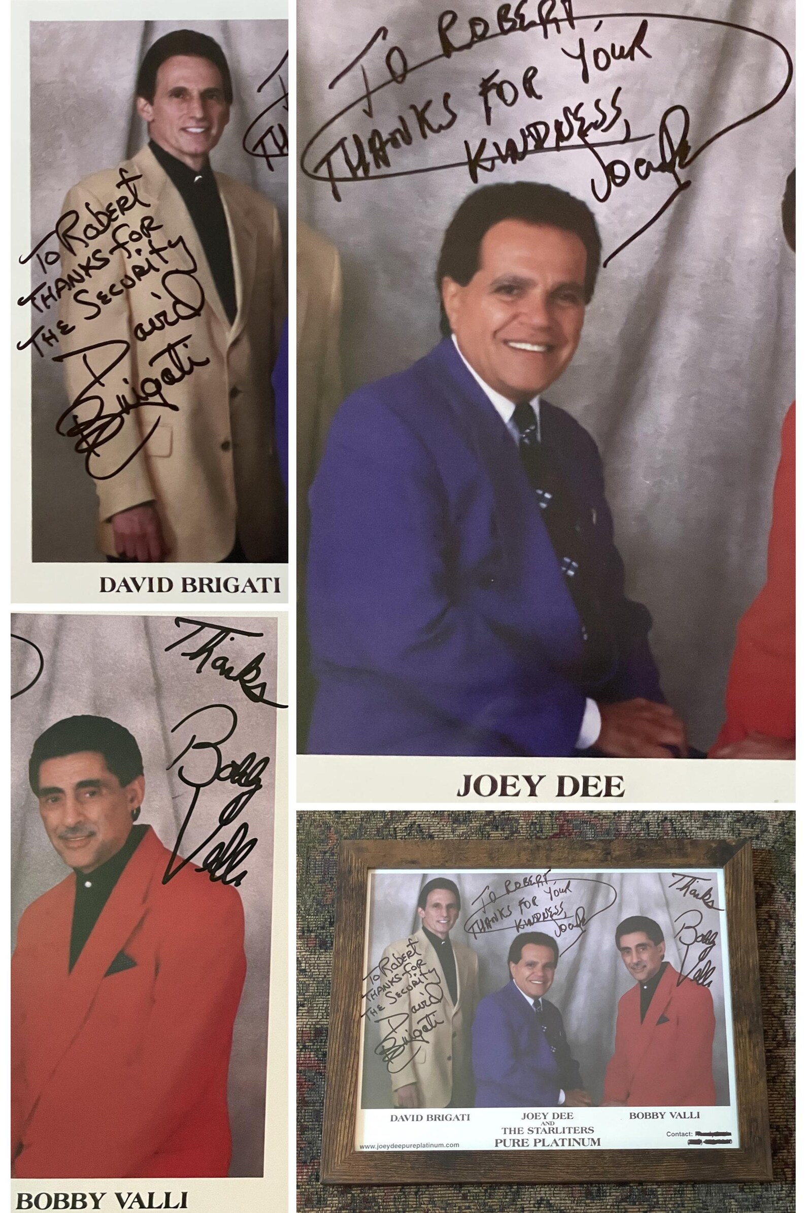 Signed Photo Joey Dee (of the Starliters), Frankie Valli's Brother ...