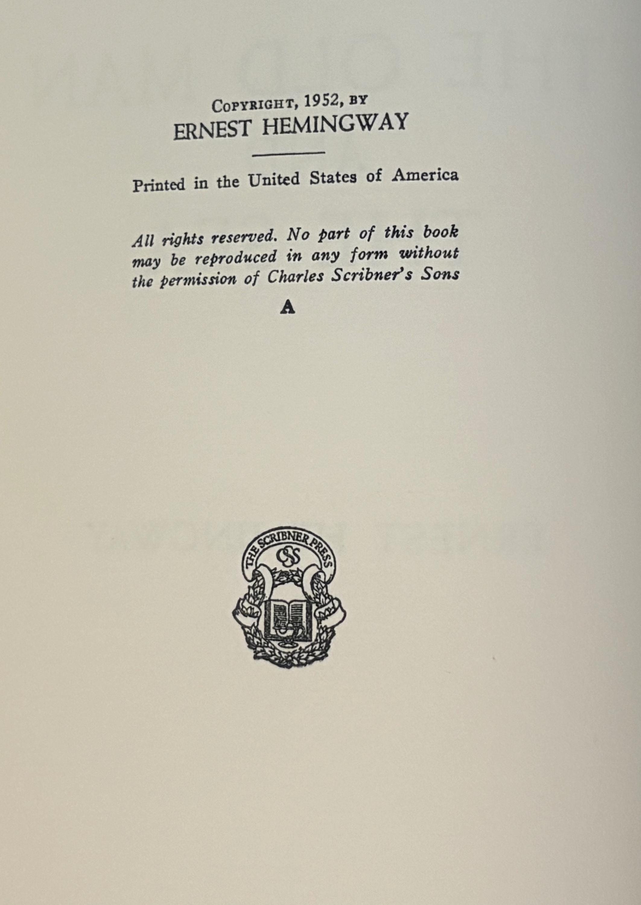 Ernest Hemingway, the Old Man and the Sea, 1952, 1st Edition, 1st ...